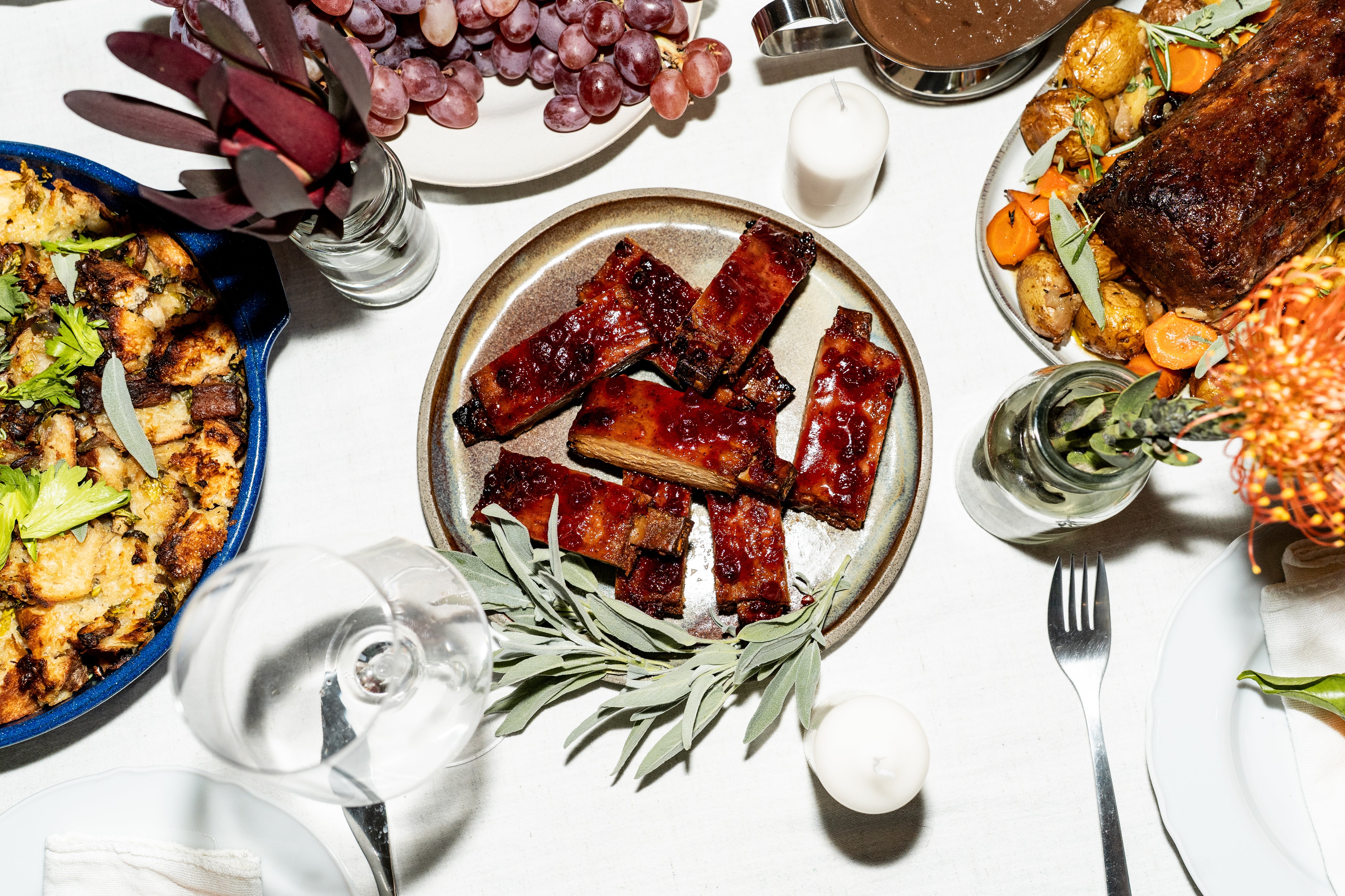 Cranberry Glazed Plant-Based Ribs | Juicy Marbles